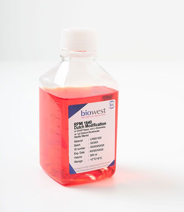 RPMI 1640 Dutch Modification w/o L-Glutamine w/ 1 g/l Sodium Bicarbonate w/ 20 mM Hepes - L0492 ...