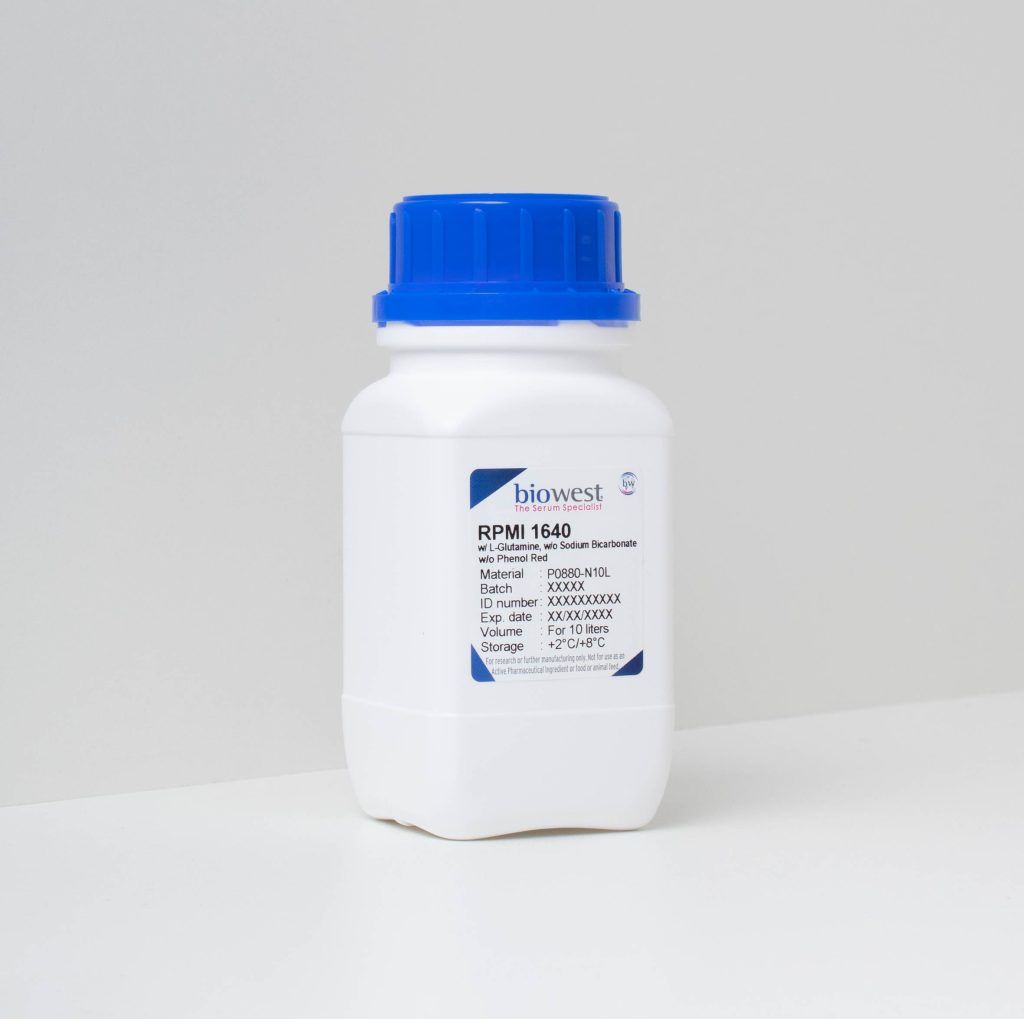 RPMI 1640 w/ L-Glutamine w/o Sodium Bicarbonate w/o Phenol Red - P0880 - Biowest | Your best ...